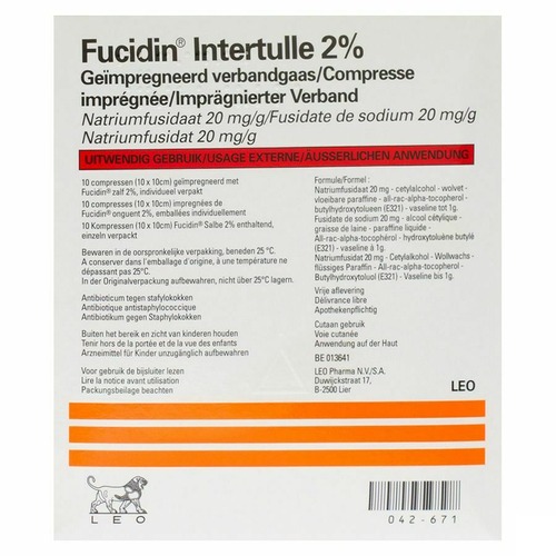 Fucidin Intertulle Compres 10x10cm kopen - Pazzox, online apotheek